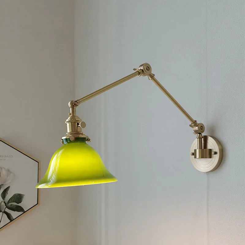 Japanese Retro Wall Lamp Brass Long Rod Rocker Telescopic Folding Lamp ...