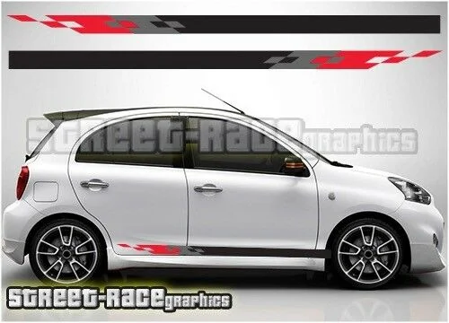 For-x2-side-racing-stripes-Fits-Nissan-Micra-decals-vinyl-graphics ...