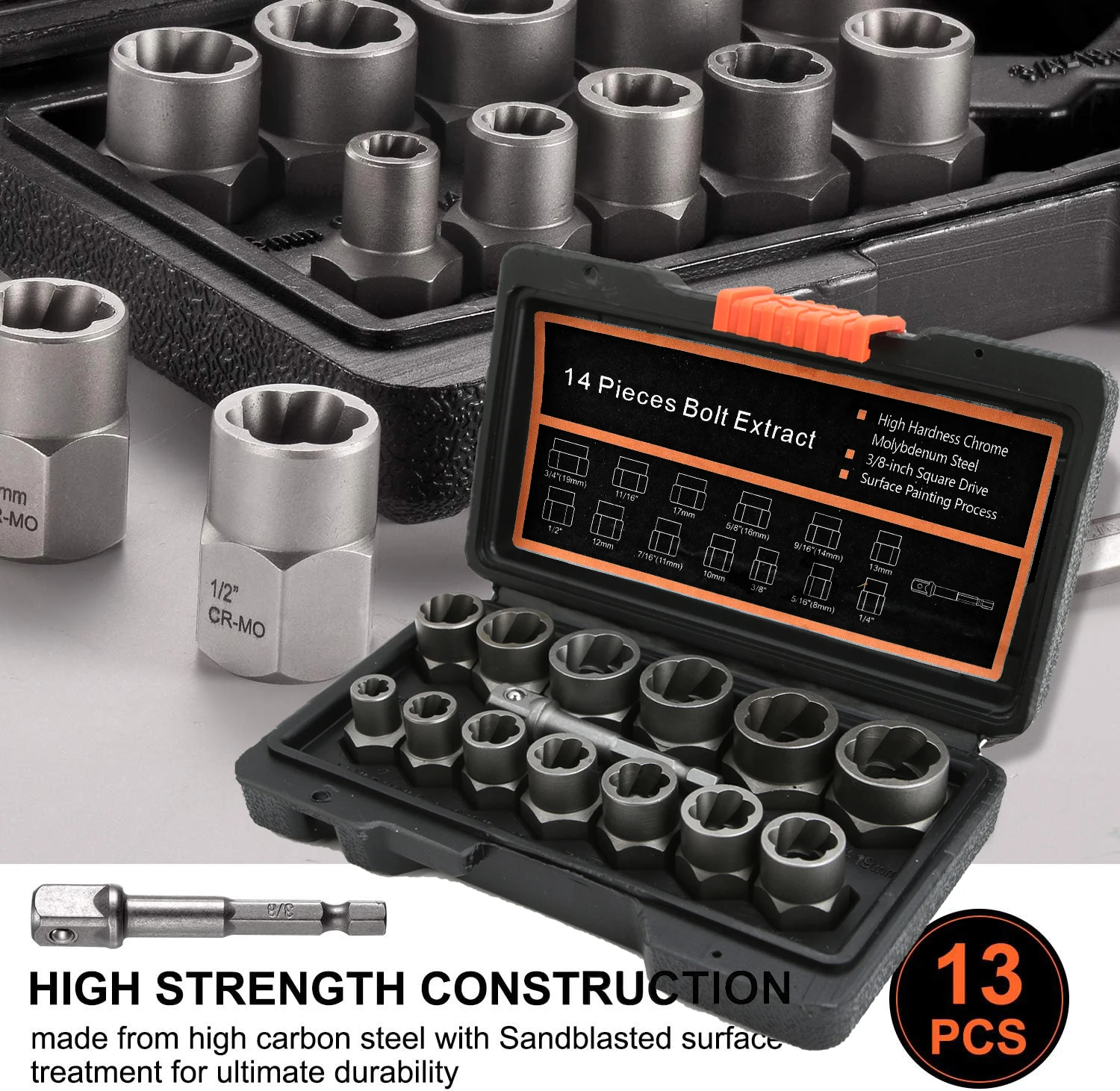 EasyDone-14-Pieces-Bolt-Extractor-Tool-Set-Impact-Bolt-Nut-Remover-Set ...