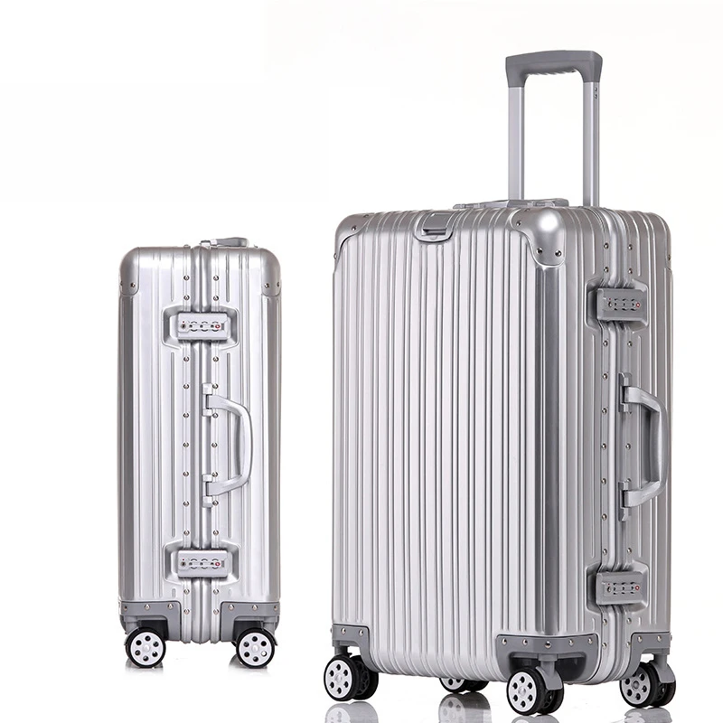 Suitcase 100% Aluminum Luggage Metal Trolley Suitcase Travel Luggage ...