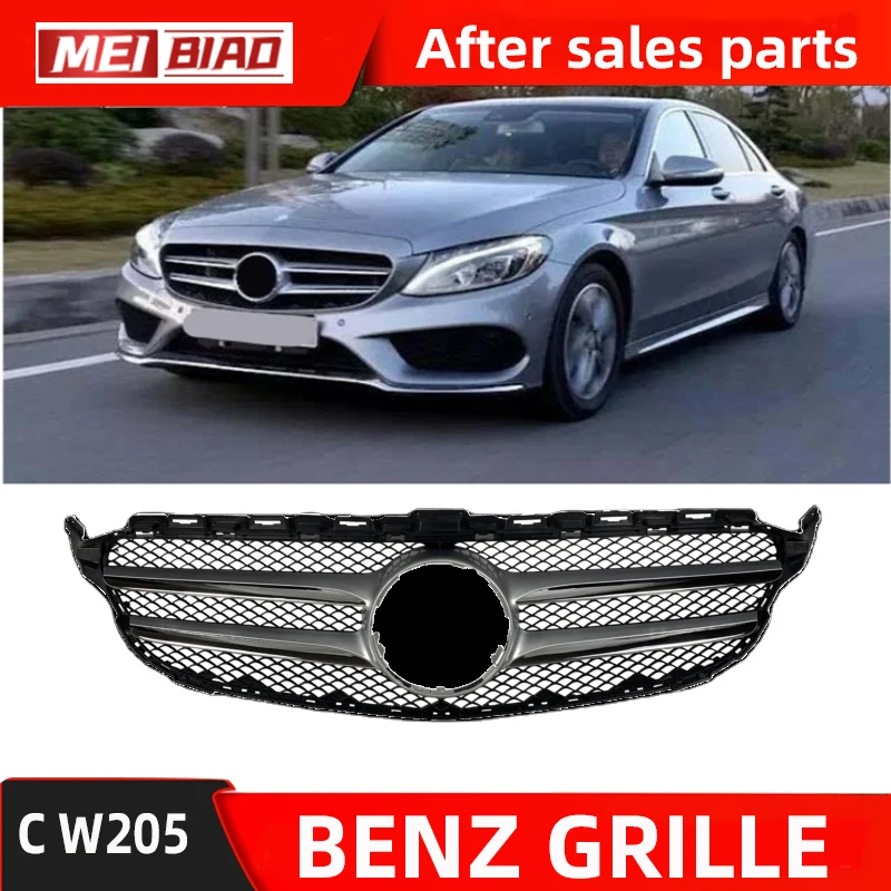 For Mercedes Benz W205 C Class Grille 2015-2019 OEM 2058880023 Silvery ...