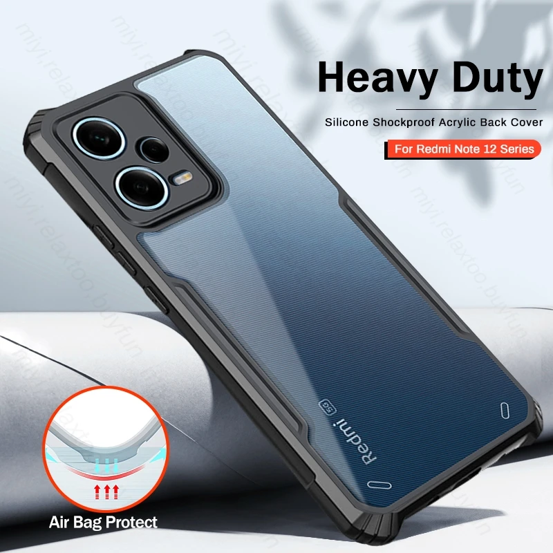Clear Acrylic TPU Soft Frame Back Cover For Redmi Note 12 4G Armor ...