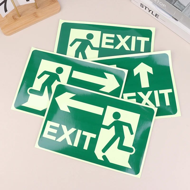 1Pc Glow In Dark Exit Signs Luminous Security Stickers Wall Safety ...