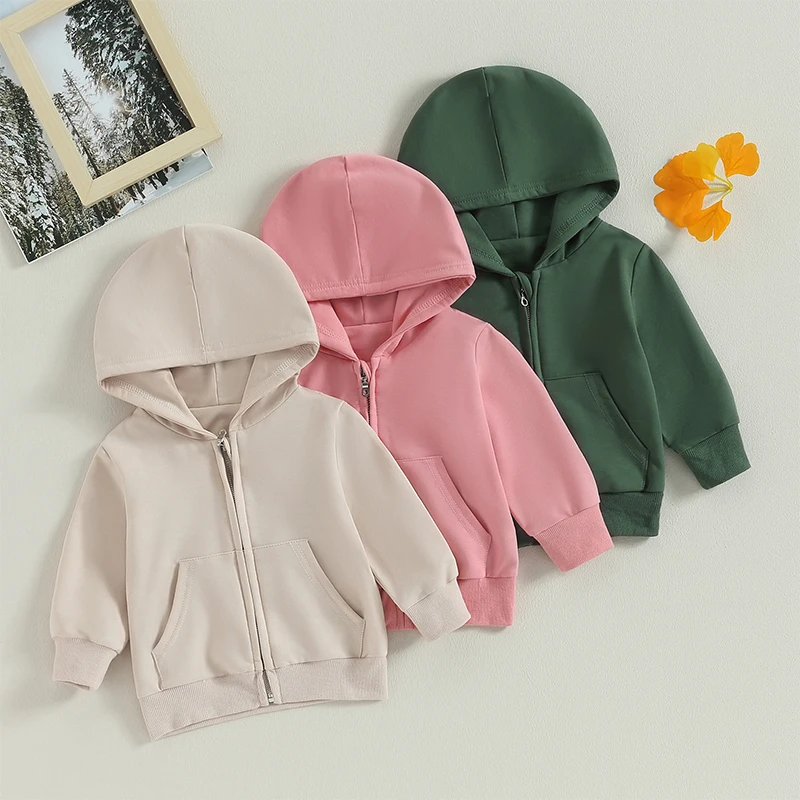 Solid-Casual-Zip-Up-Hooded-Coat-For-Toddler-Boys-Girls-Hoodies-Jacket ...