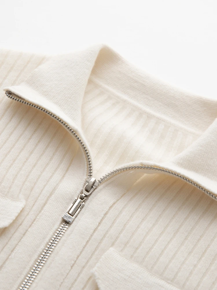 CHICUU Women's 100% Cashmere Sweater Zipper Turtleneck Cardigan Slim ...