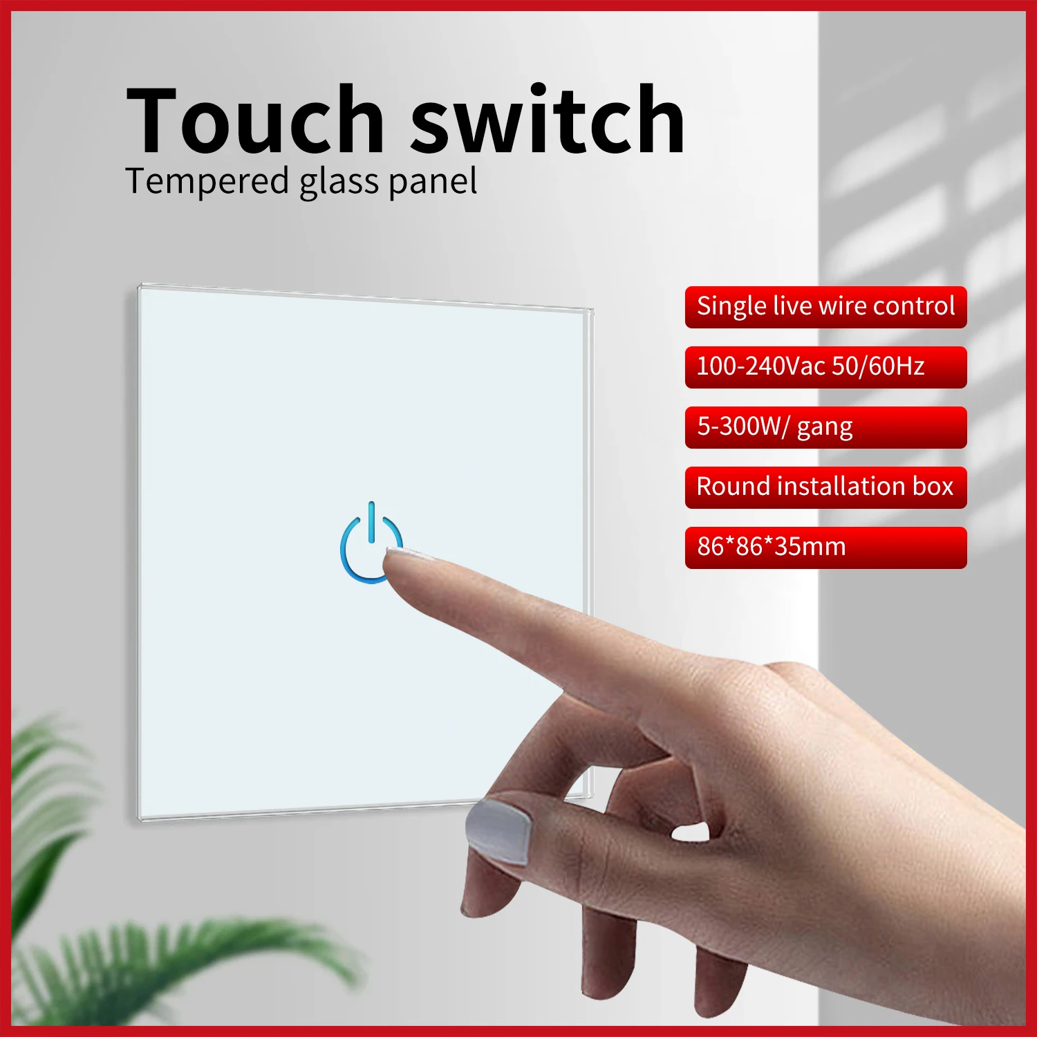 UBARO EU Standard Touch Switch Glass Panel Light Switch Led Indicator ...