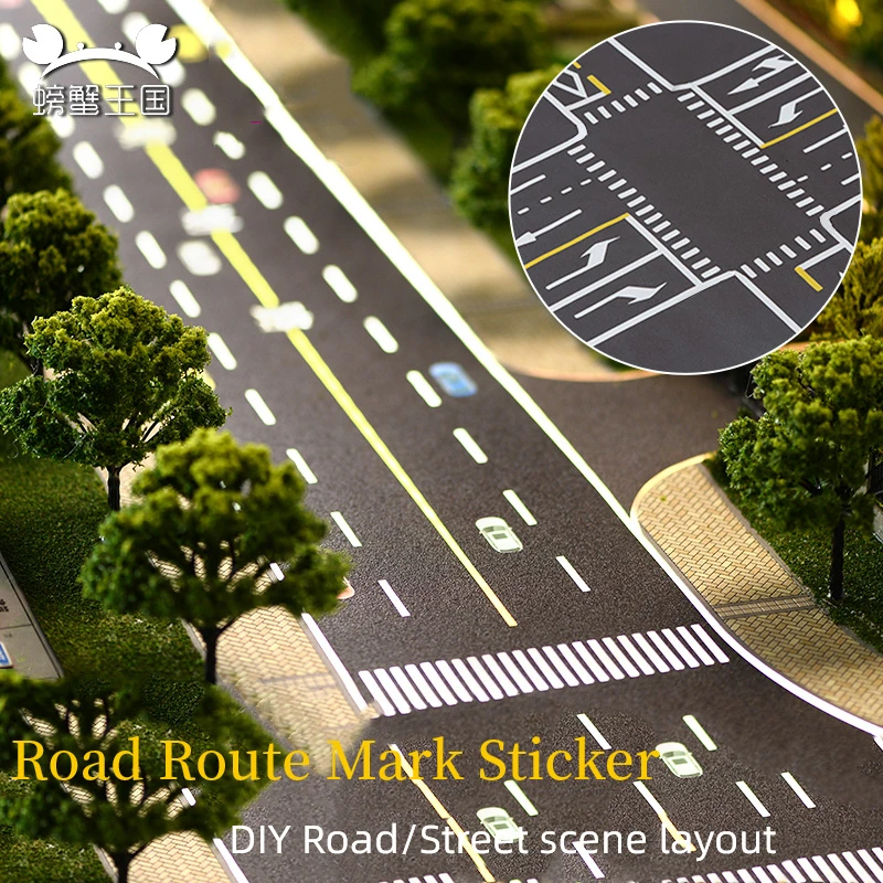 5pcs-Miniature-City-Road-Sticker-Straight-Crossroad-Route-Sign-Building ...