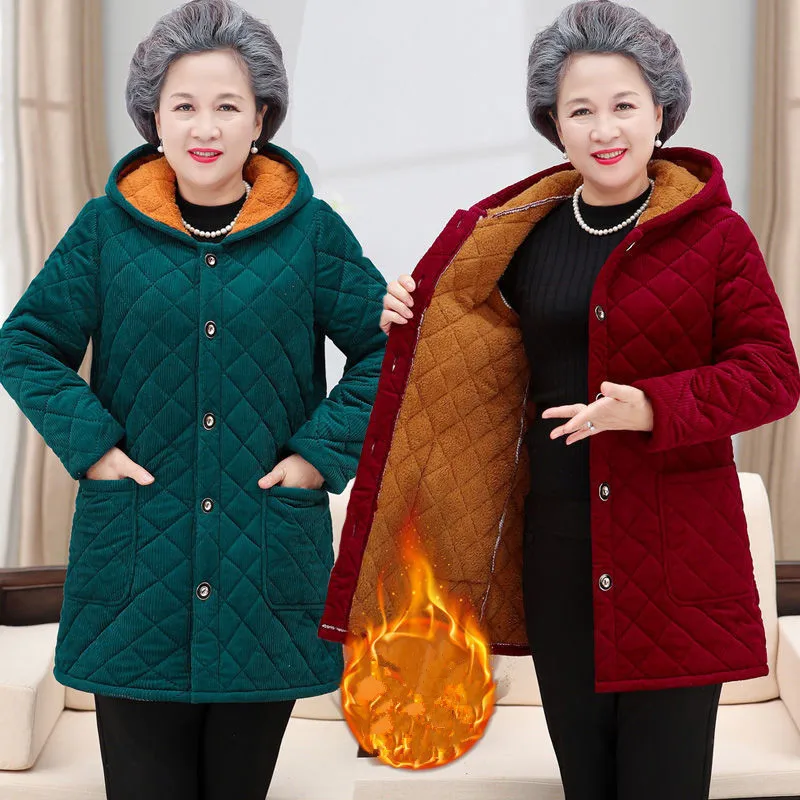 Casual-Plus-Velvet-Thicken-Coat-Women-Hooded-Middle-Aged-Mother-Winter ...