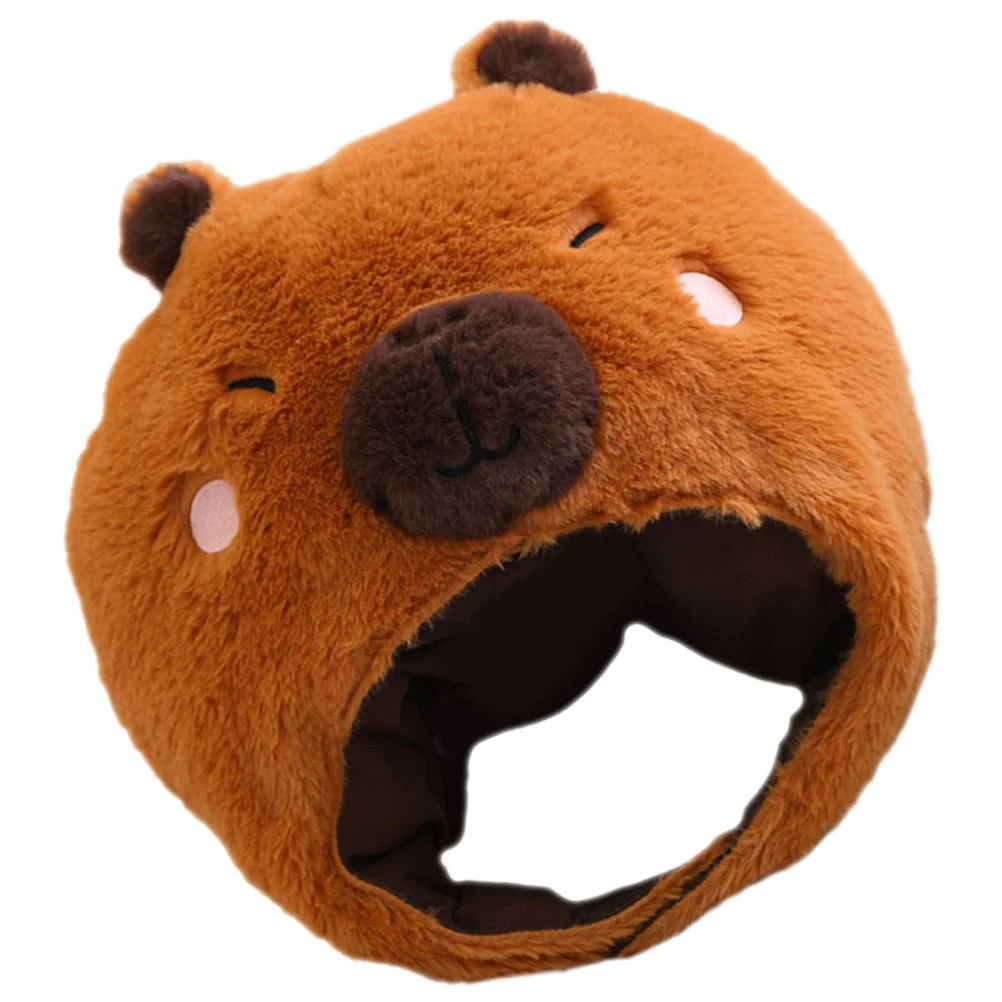 Animal-Head-Mask-Capybara-Animal-Hat-Plush-Capybara-Cap-Cartoon ...