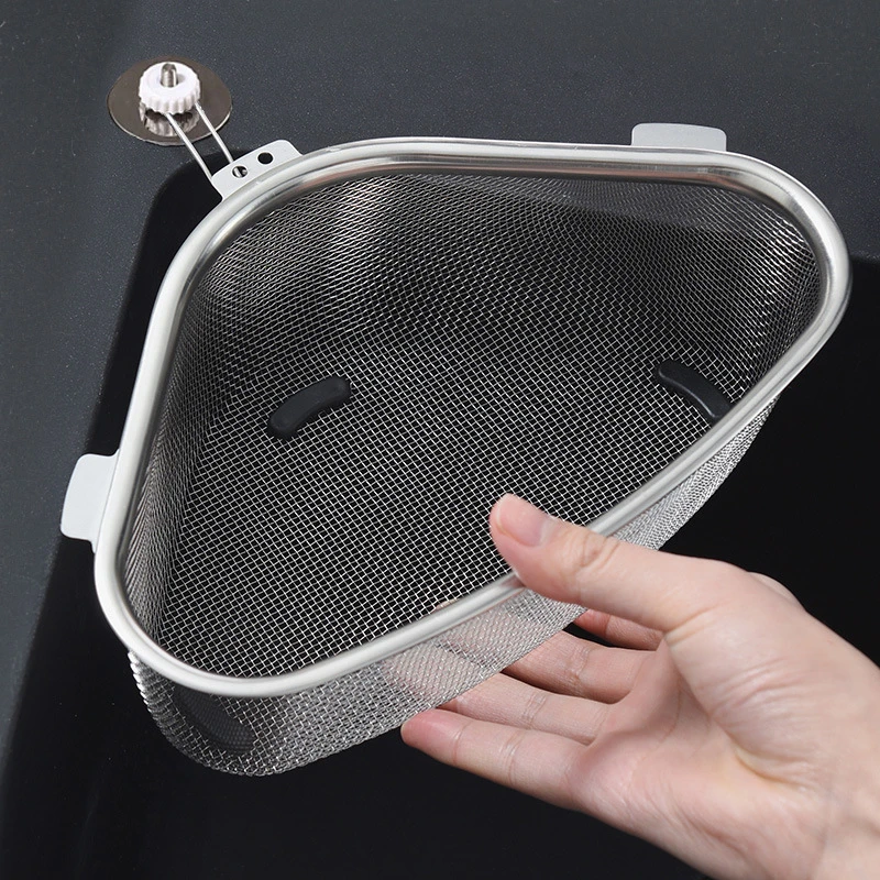 Triangular-Kitchen-Sink-Drain-Basket-Stainless-Steel-Food-Vegetables ...