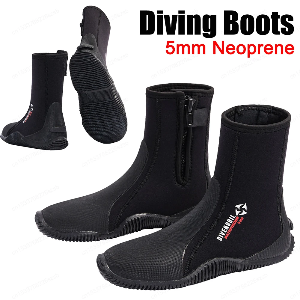 Dive Boots 5mm Neoprene Wetsuit Boots with Side Zipper for Men Women ...