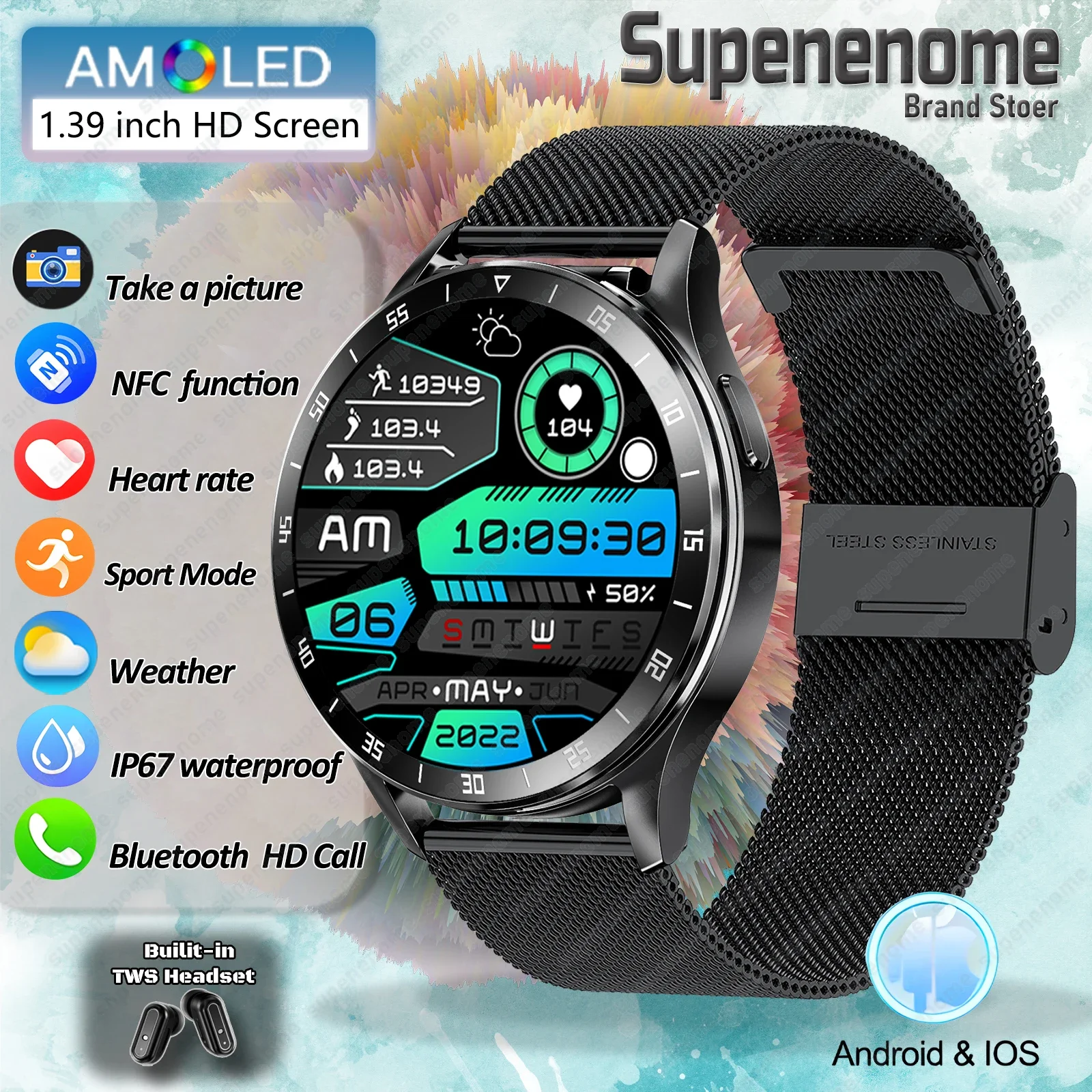 New-X10-Headset-Smartwatches-TWS-2-in-1-Wireless-Bluetooth-Earphone-NFC ...