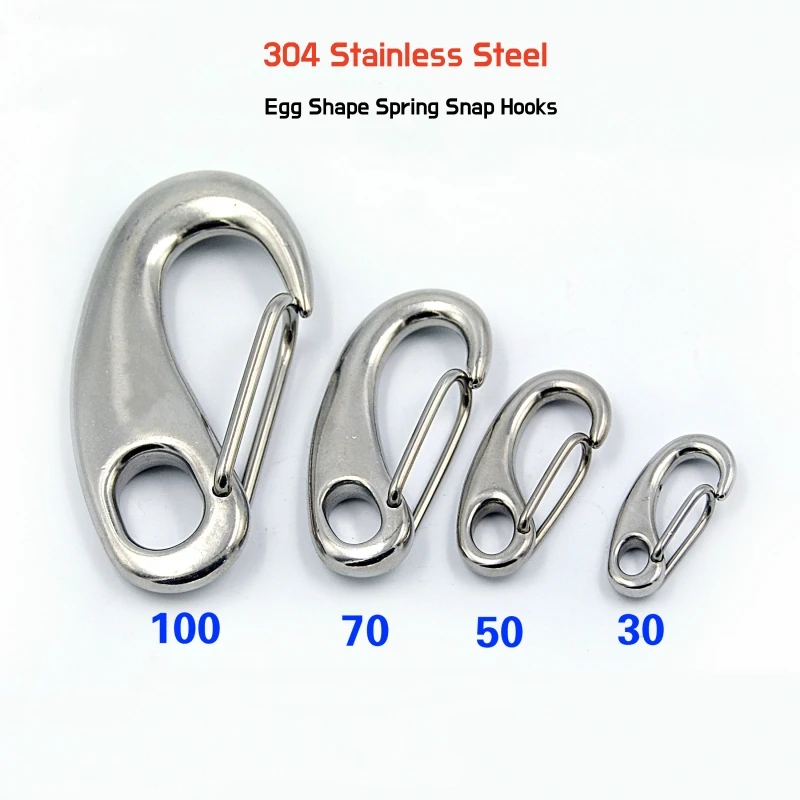 1pcs-304-Stainless-Steel-30-50-70-100mm-Egg-Shape-Spring-Snap-Hook-Clip ...