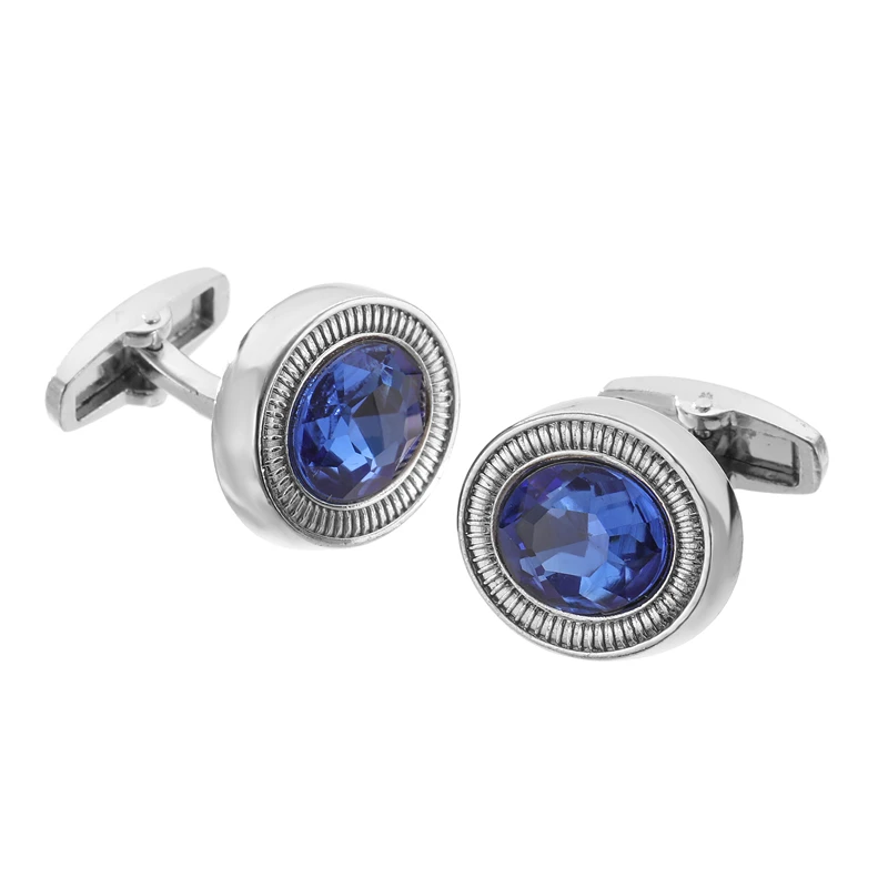 Luxury-men-s-French-cufflinks-high-end-metal-Elliptical-blue-crystal ...