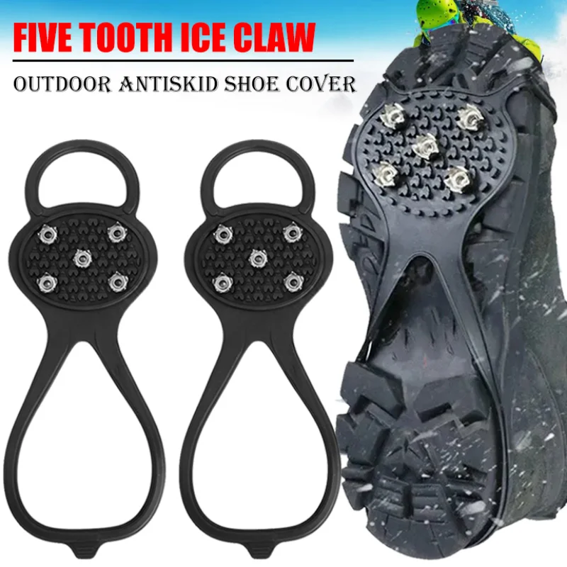 Unisex-Men-5-Teeth-Ice-Gripper-for-Shoes-Crampons-Ice-Gripper-Spike ...