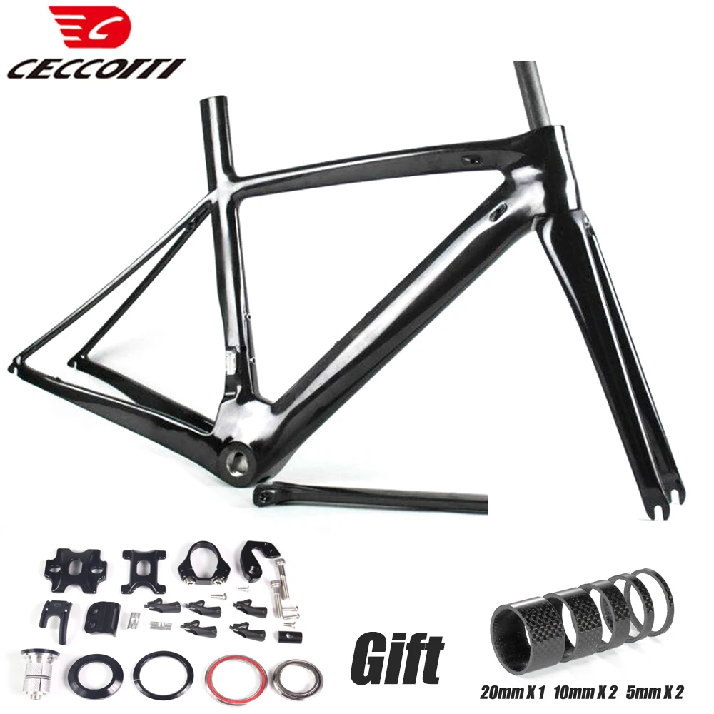 탄소 섬유 로드 바이크 프레임 V 브레이크 자전거 프레임 세트 700c 휠에 적합 대형 T1000 프로모션자전거 프레임