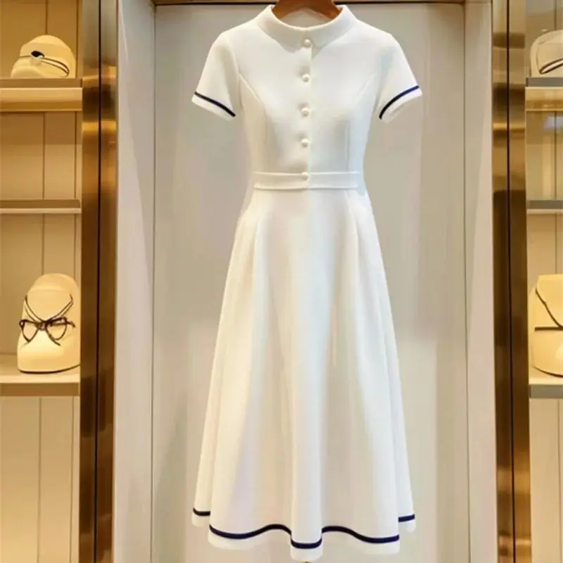 Elegante-vestido-formal-feminino-senhora-do-escrit-rio-manga-curta ...