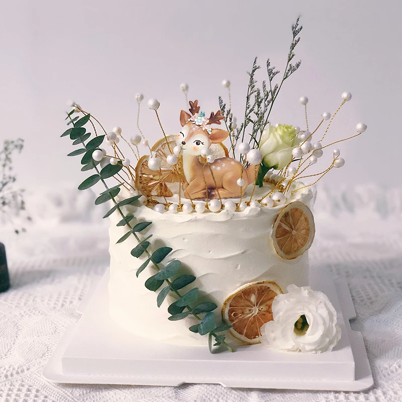 Forest Theme Deer Cake Topper Baking Decoration Girl Gift Elk Christmas ...
