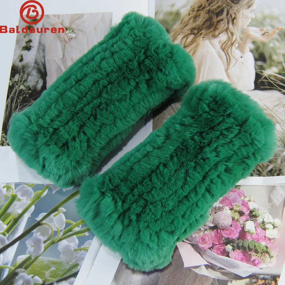 2023 Girls Fashion Real Rex Rabbit Fur Gloves Good Elastic Knitted Rex ...