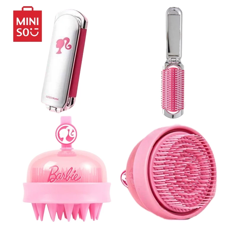 Miniso-Barbie-Folding-Mirror-Comb-2-In-1-Silicone-Clean-Relieve-Itching ...