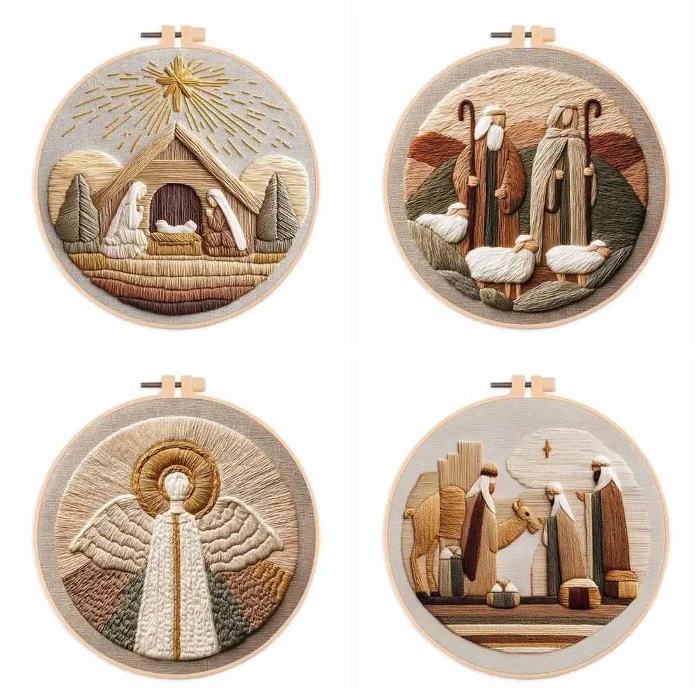 Christmas Cross Stitch Nativity Scene Embroidery Kit Non-finished ...