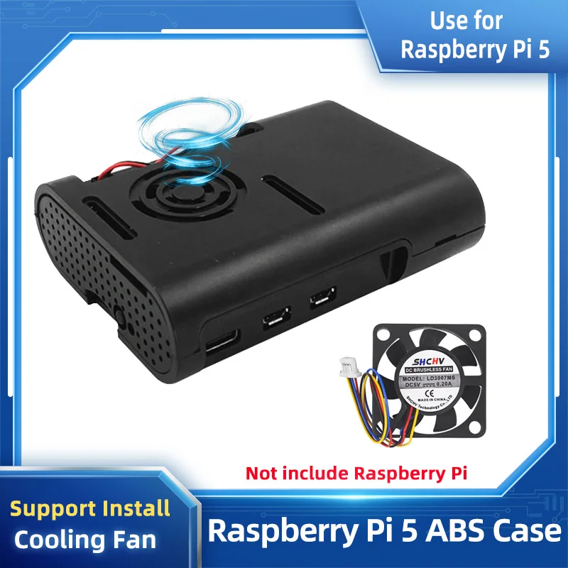 Raspberry-Pi-5-ABS-Case-Plastic-Shell-Optional-Aluminum-Heatsink-Speed-Adjustable-PWN-Cooling ...