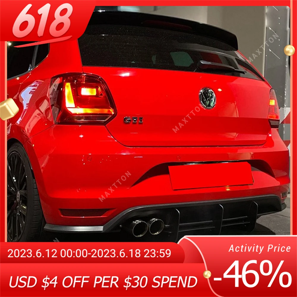 For Vw Polo Mk5 Gti 3 Fins Rear Bumper Diffuser Spoiler Splitter Polo 5 ...
