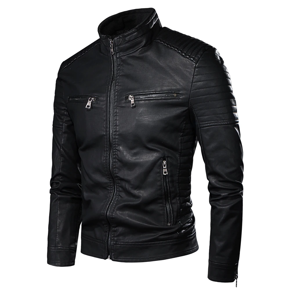 ZREZ Men Autumn Brand New Causal Leather Jacket – Jekhanei.Com