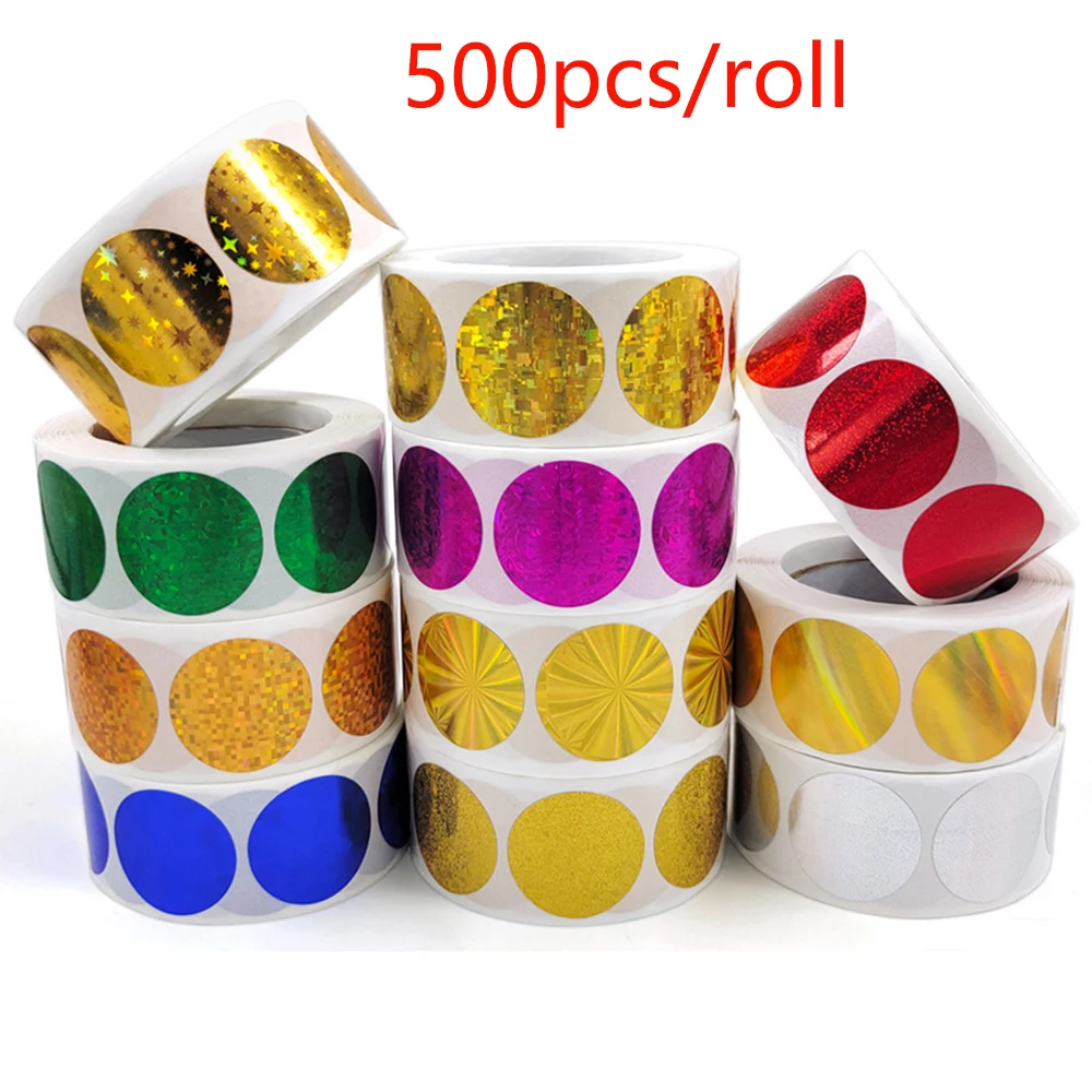 500pcs-roll-Round-Color-Labels-Gold-Silver-Self-adhesive-Sticker-Labels ...