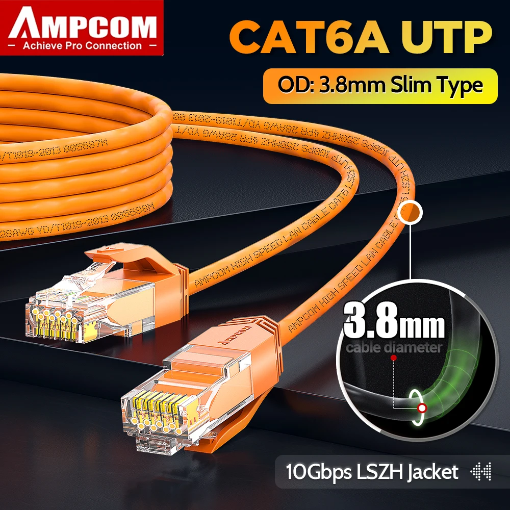 AMPCOM CAT6 Ethernet Cable, Ultra Thin RJ45 Lan Cable UTP RJ 45 ...
