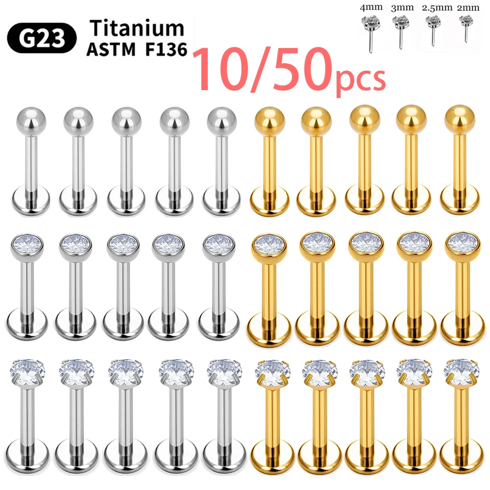 10/50 Uds venta al por mayor G23 titanio Piercing Labret labio ASTM ...
