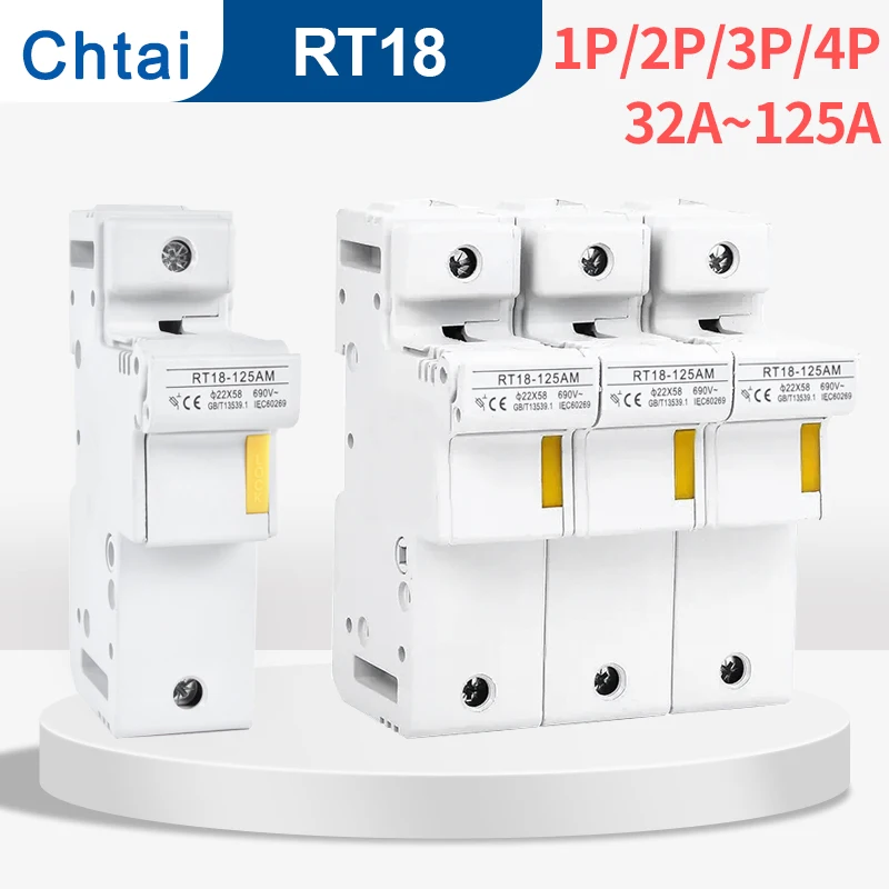 RT18-125AM 1-4P 63A 80A 100A 125A Din Rail mounting Fuse Holders Fuse ...