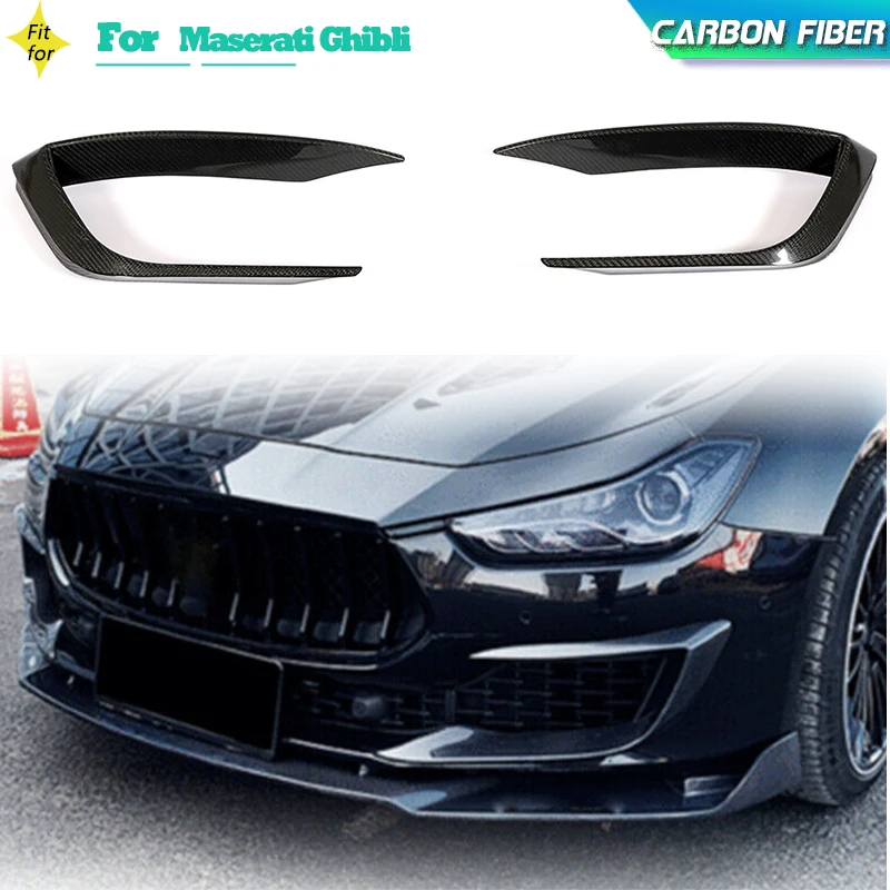 Carbon-Fiber-Car-Front-Bumper-Fins-Splitters-For-Maserati-Ghibli-Base ...