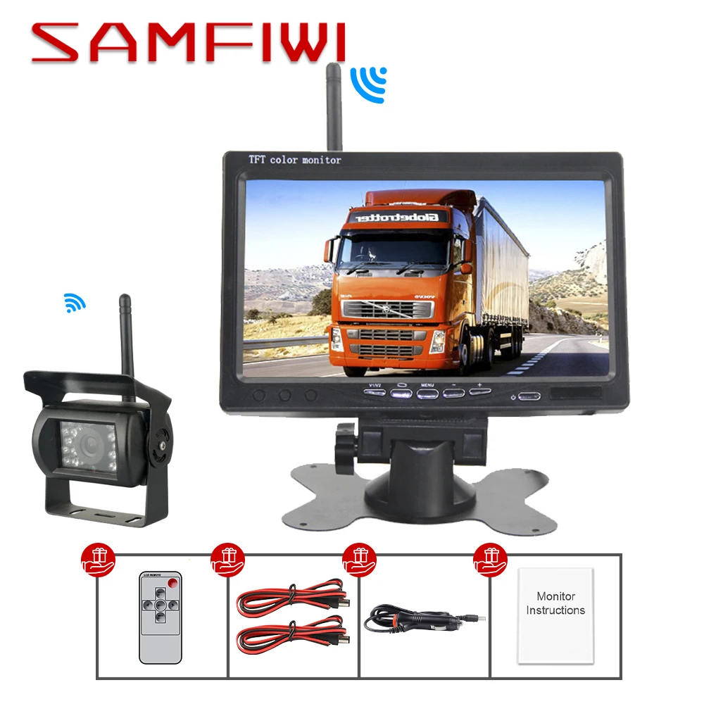 Wireless 7 inch Car Monitor Screen Rear View Camera For Truck Bus RV ...