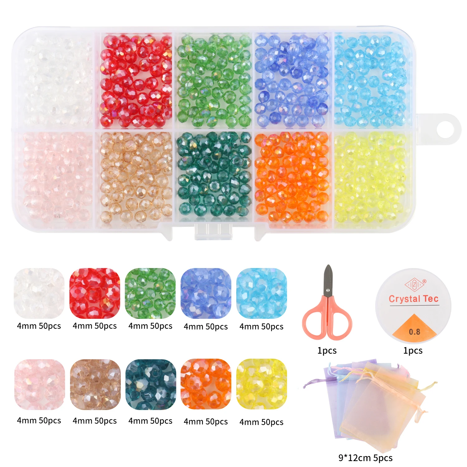 500pcs-Faceted-Czech-Crystal-Glass-Beads-Kit-Multicolors-Loose-Beads ...