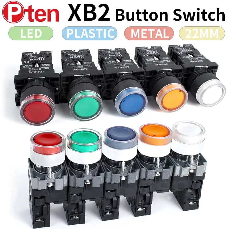 XB2-LED-Button-switch-self-reset-flat-head-22mm-start-1NO-NC-NO-NC ...