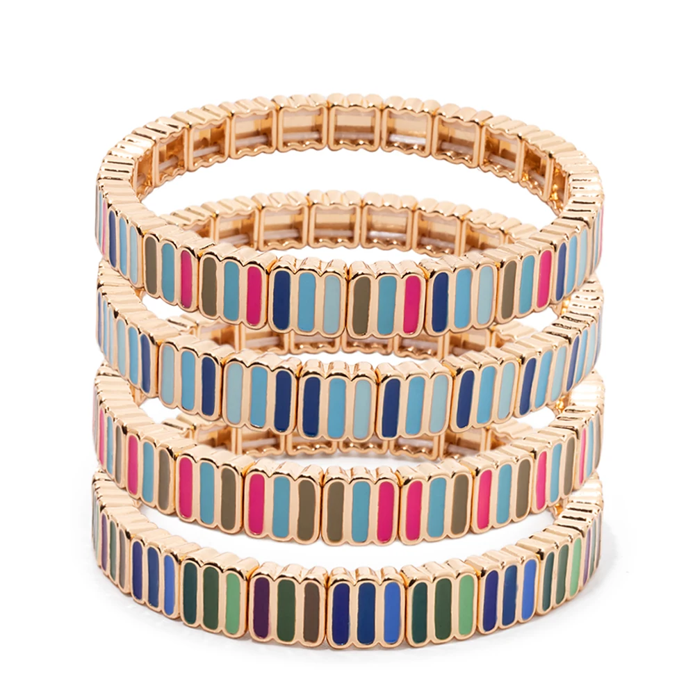 2024 New Design Gold Color Drop Oild Colorful Bangle For Women 4X8MM ...