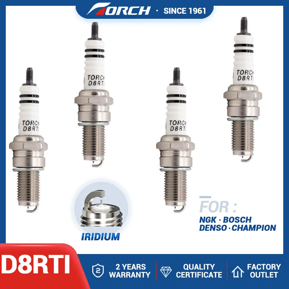 4PCS Iridium Spark TORCH D8RTI Replace for Candle DPR8EIX 9 DPR8EA 9 DPR8E9 for HONDA 98069 ...