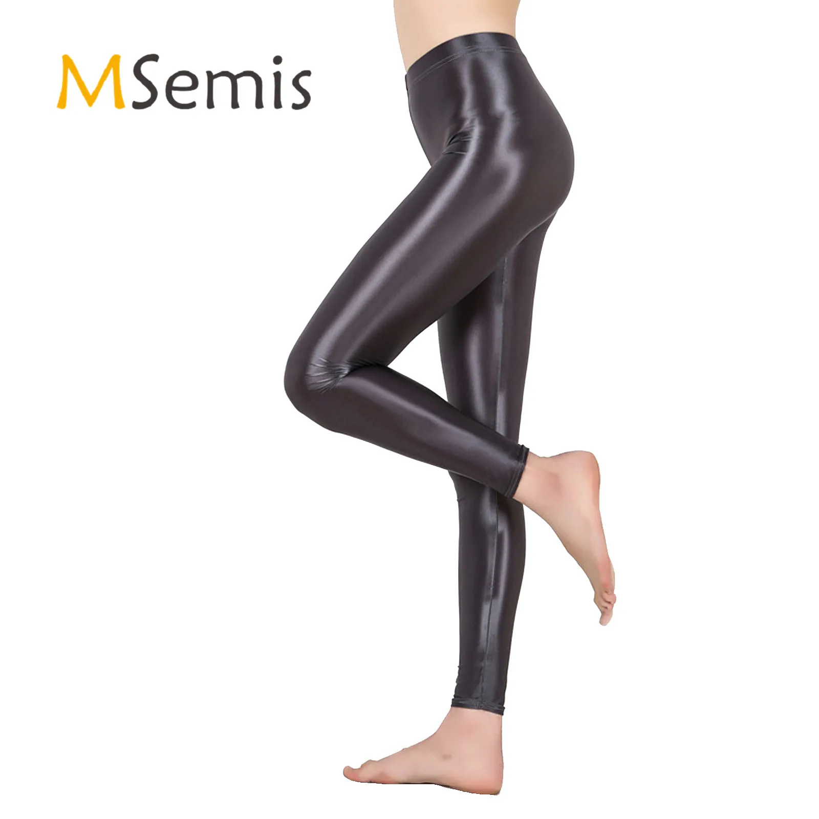 Women-Gym-Yoga-Dance-Running-Cycling-Sports-Pants-Pure-Color-Shiny ...