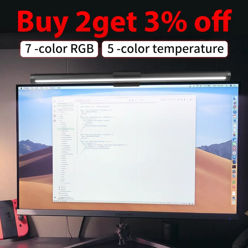 Computer Monitor Licht 7 Kleur Rgb Traploos Dimmen Usb Backlight ...