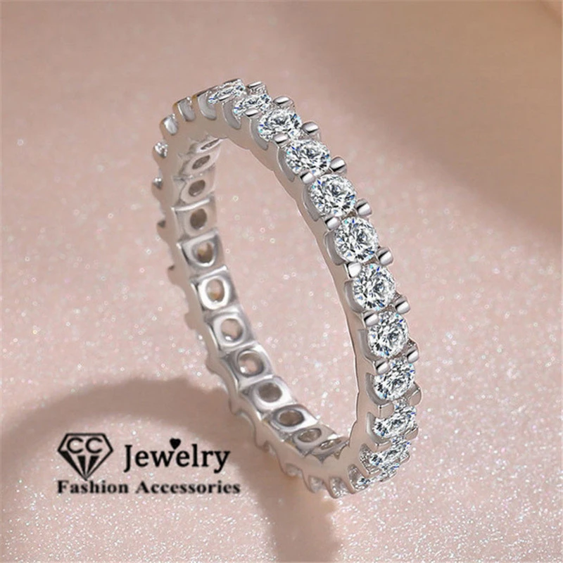 CC Rings For Women Silver Color Cubic Zirconia Ring White Stone Bridal ...