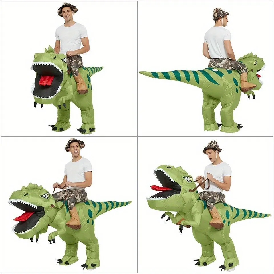 Adult Tyrannosaurus Rex Inflatable Costume Funny Green Dinosaur Knight ...