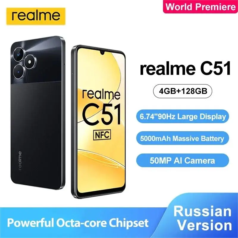World-Premiere-realme-C51-NFC-4-128GB-Cellphones-33W-6-74-90Hz-5000mAh ...