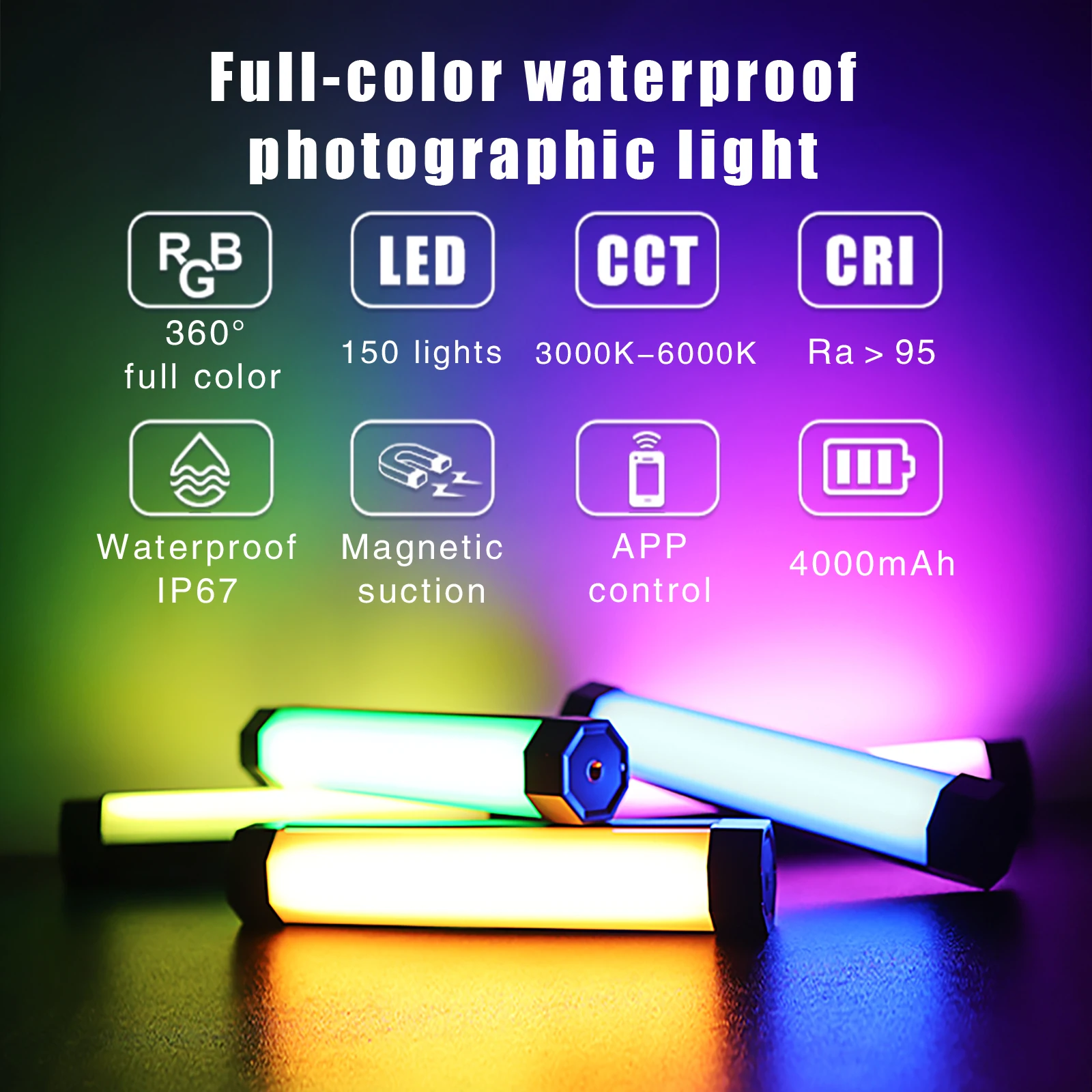 LUXCEO-RGB-Video-Light-Stick-IP67-Rainproof-Tubo-de-Controle-APP ...