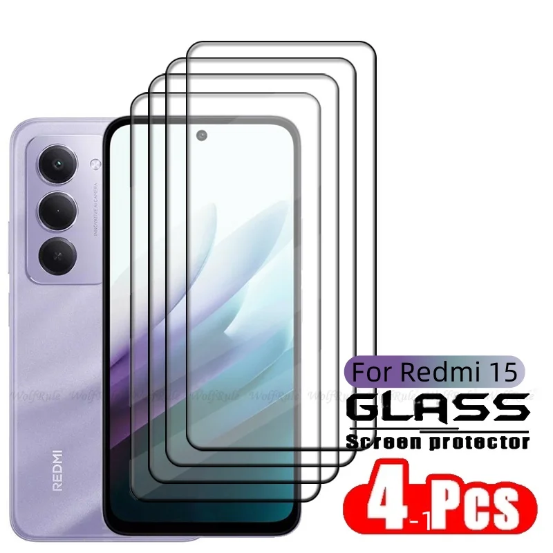 4PCS For Redmi 15 Glass Xiaomi Redmi 15 5G Tempered Glass Phone ...