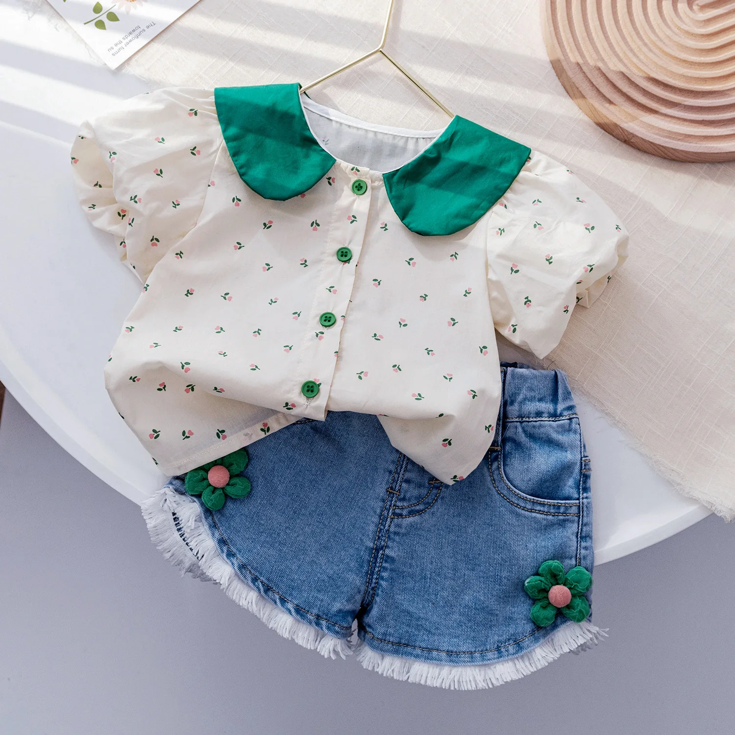 2024-Summer-Korean-Kids-Baby-Girl-2PC-Clothes-Set-Cotton-Short-Sleeve-T ...