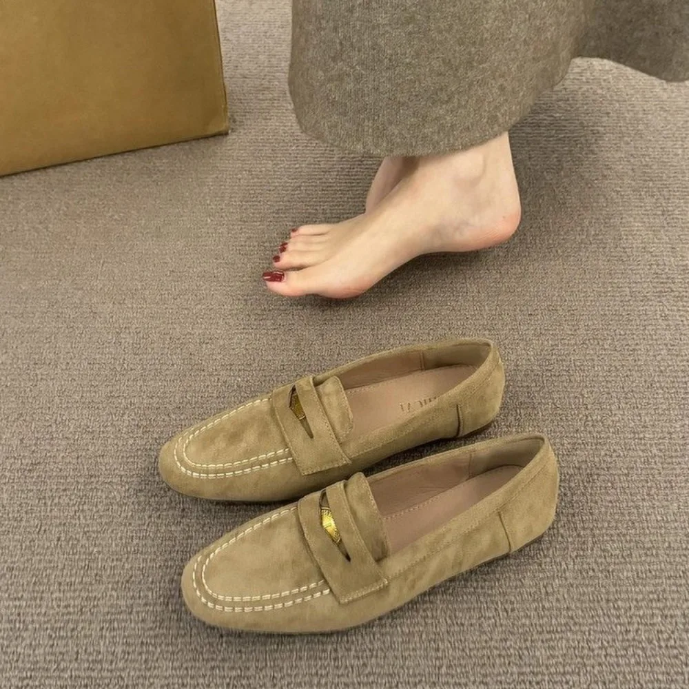 New Lefu Women's Soft Leather Retro Lazy Walk Thick-soled Flat ...