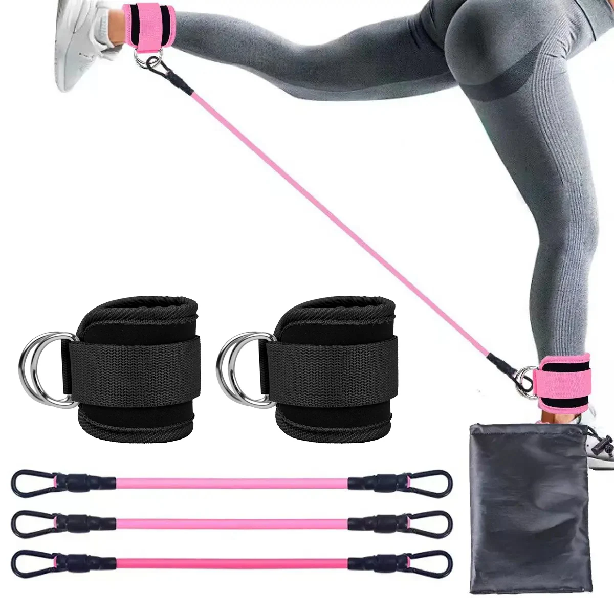 Ankle-Straps-TPE-Resistance-Rope-Set-Ankle-Support-Cuffs-For-Gym-Cable ...