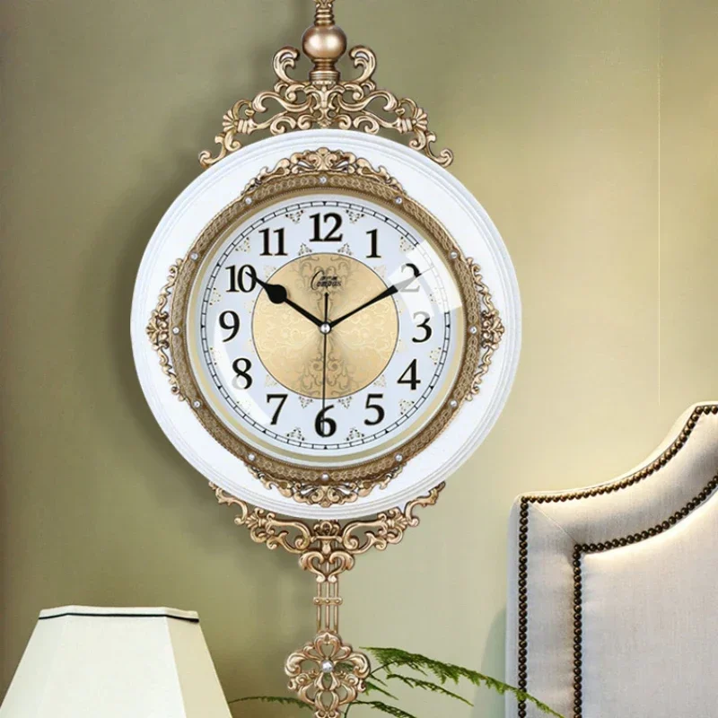 Retro European Style Wall Clock Watch Living Room Mute Pendulum Clock ...