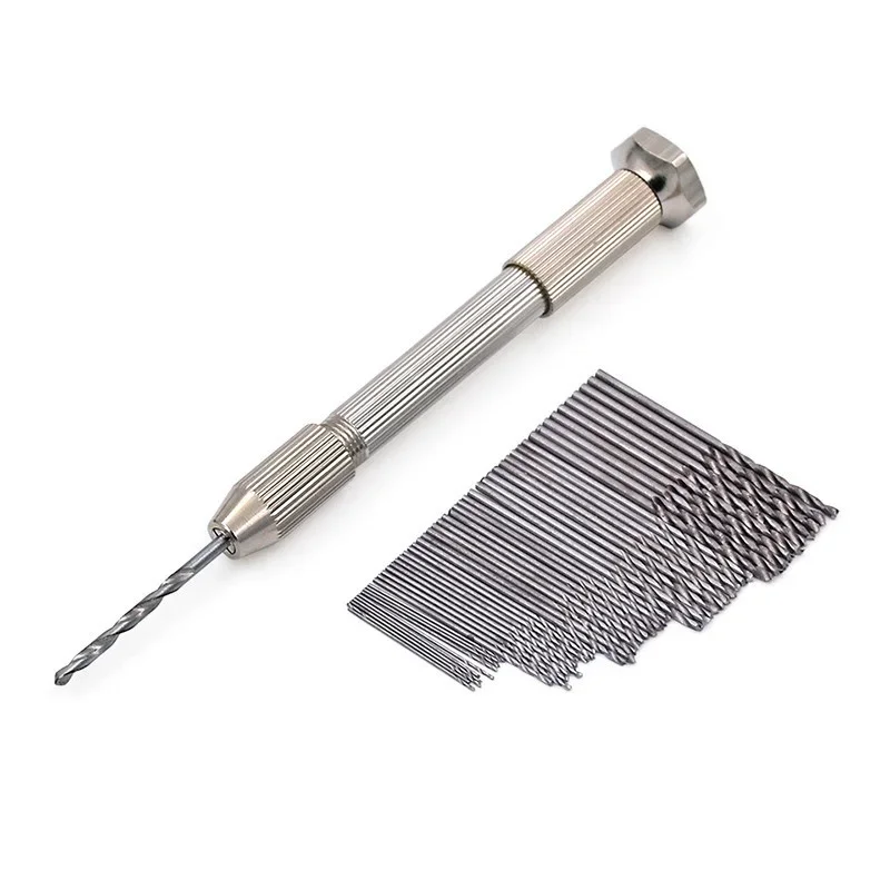 51Pcs-Set-Mini-Micro-Aluminum-Hand-Drill-With-Keyless-Chuck-Twist-Bit ...